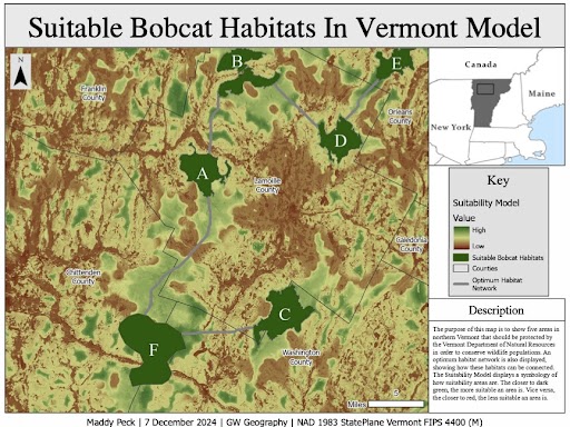 Suitable Bobcat Habitats in Vermont | Spatialnode